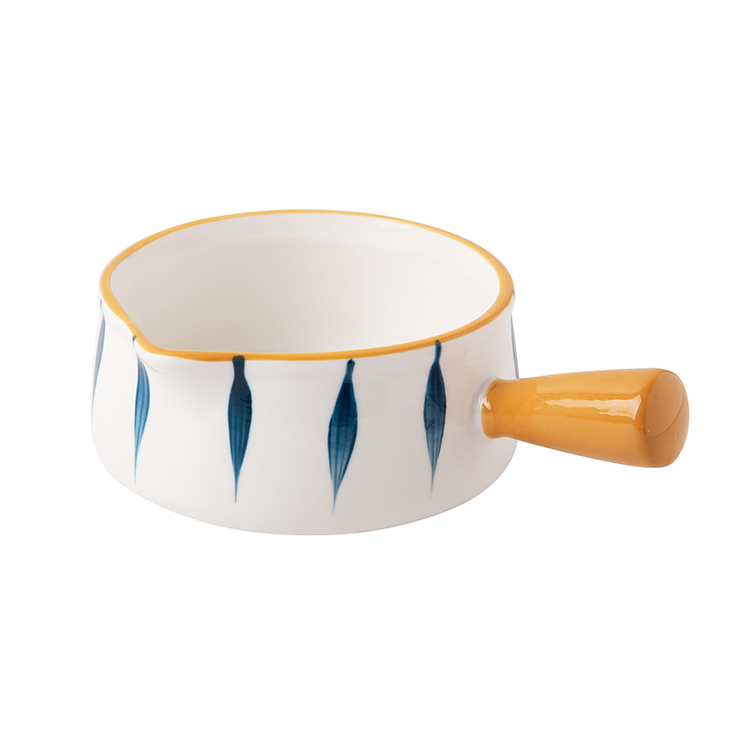 Blue ceramic handle bowl with hand-painting