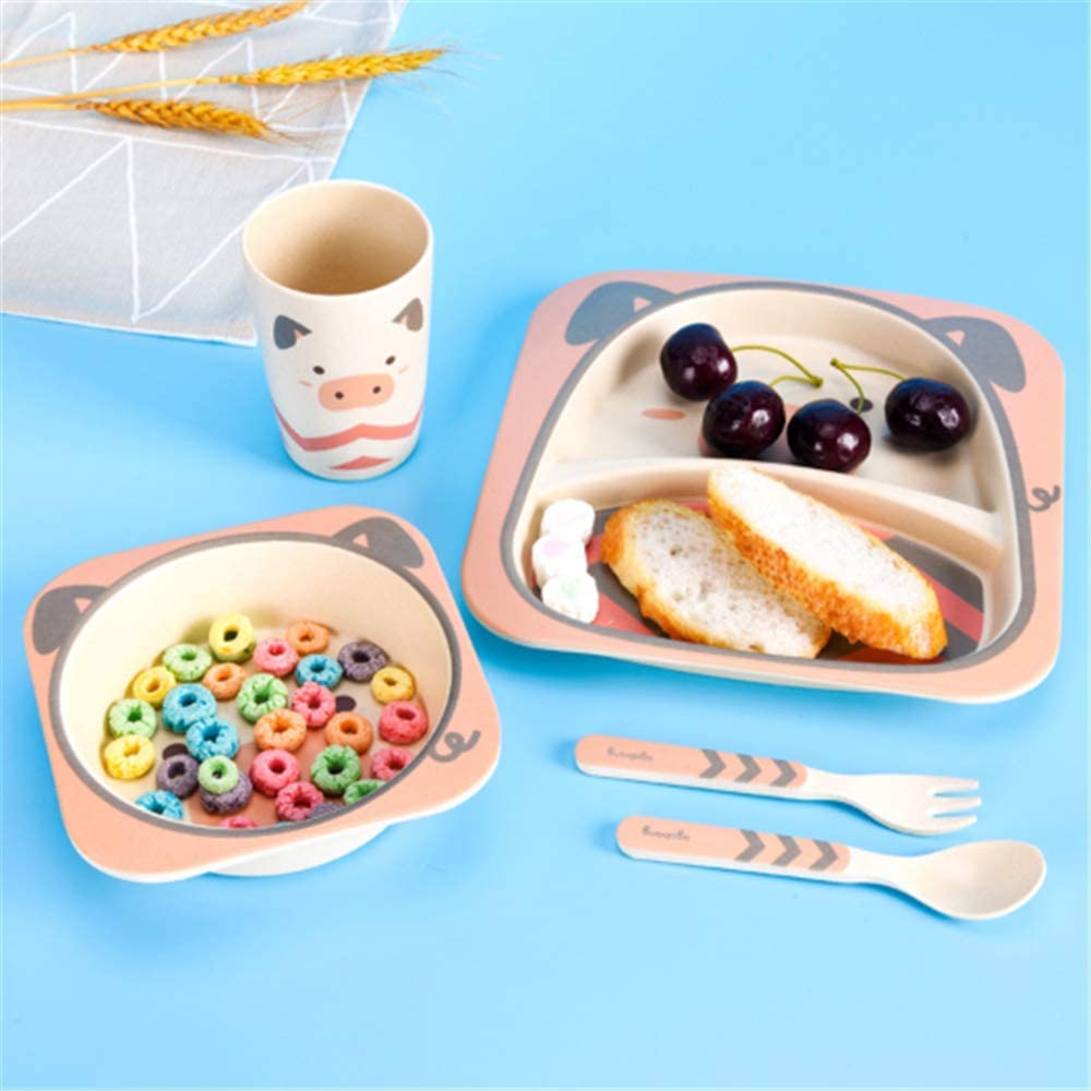 Eco friendly bamboo fiber tableware children dinner plates