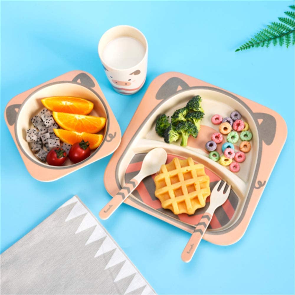 Eco friendly bamboo fiber tableware children dinner plates