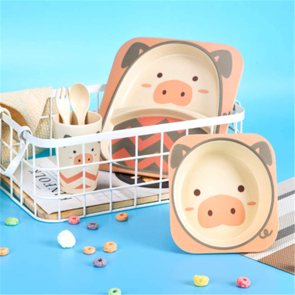 Eco friendly bamboo fiber tableware children dinner plates