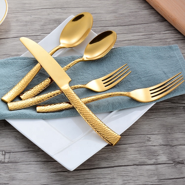 Wholesale stainless steel shiny gold silverware flatware