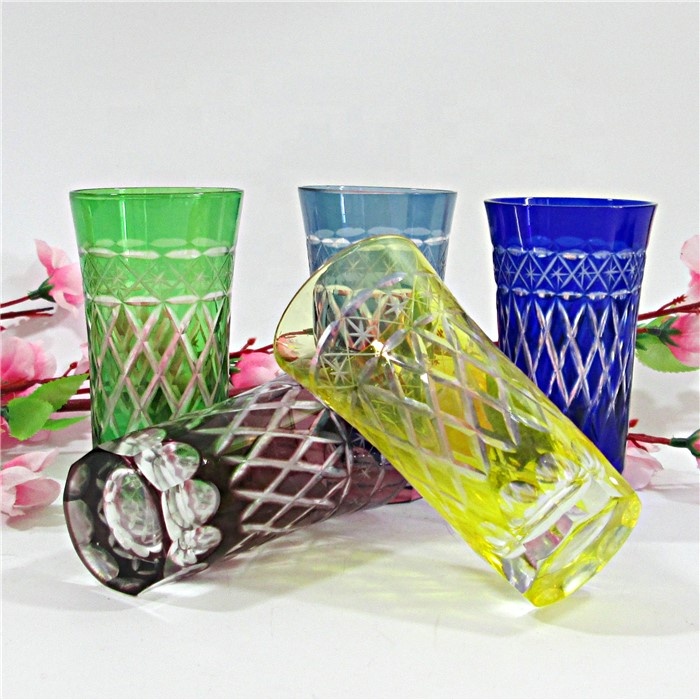 Hand cut glassware juice beer drinking glasses