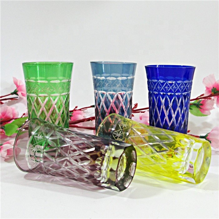 Hand cut glassware juice beer drinking glasses