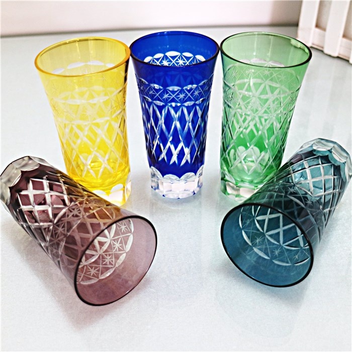 Hand cut glassware juice beer drinking glasses