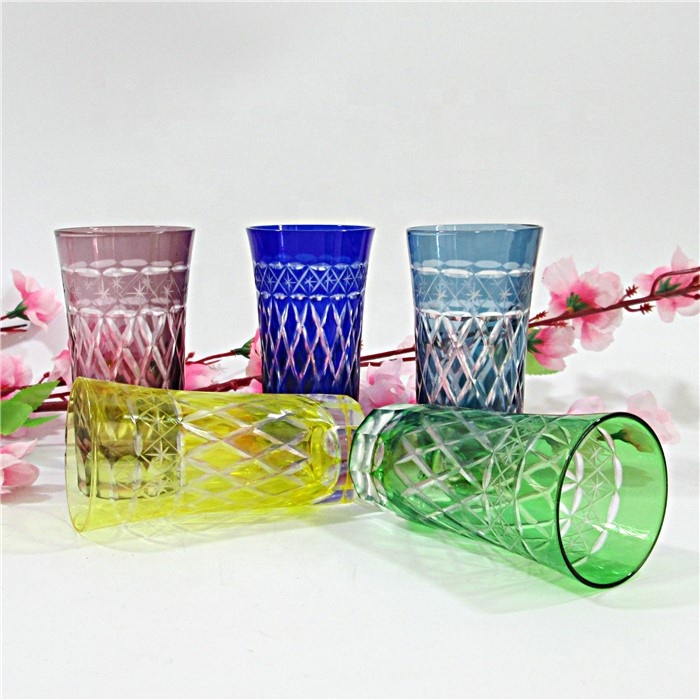 Hand cut glassware juice beer drinking glasses